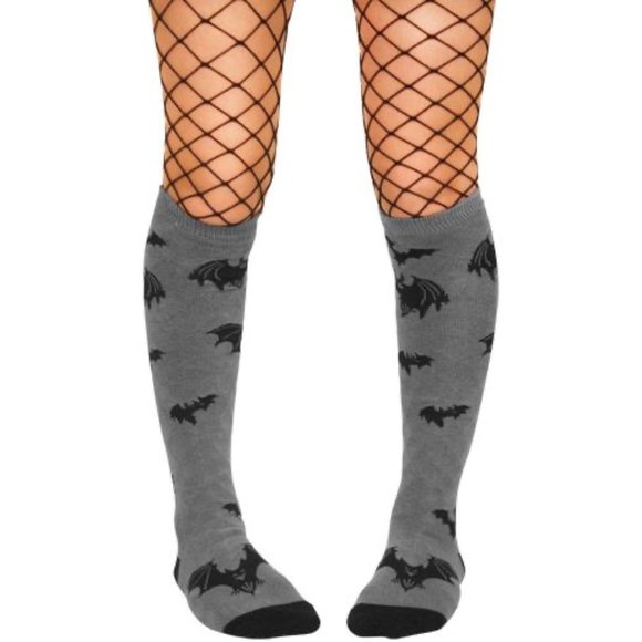 Sourpuss | Accessories | Sourpuss Gray Black Bats Knee High Socks ...